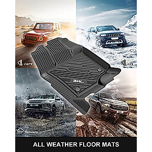 3W Floor Mats Fit for Ford F150/F-150 Lightning SuperCrew Cab 2015-2024, TPE All Weather Custom Fit Car Accessories 1st and 2nd Row Full Set Car Liners (Without Under-Seat Storage)