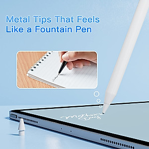 Apple Pencil Replacement Tips - Qreninv Upgraded Nibs Compatible with Apple Pencil 1st/2nd Generation, Precise Control, Penlike Metal Nib Wear [2 Pack]