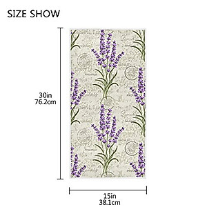 Retro Lavender Stamp Purple Hand Towels 16x30 in Spring Summer Flowers Bathroom Towel Ultra Soft Highly Absorbent Grungy Floral Small Bath Towel Kitchen Dish Guest Towel Home Bathroom Decorations