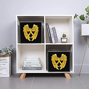 Yellow Sarcoma Cancer Awareness Angel Foldable Storage Bins with Handles Storage Cubes Closet Organizer for Living Room Bedroom 2PCS
