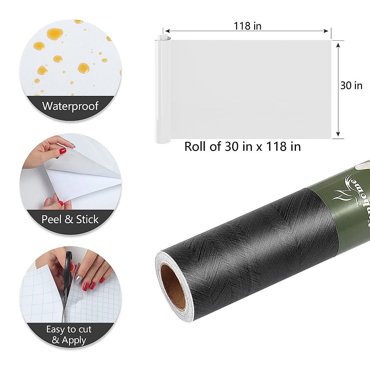 YENHOME 118"X30" Black Contact Paper Wood Contact Paper for Countertops Cabinets and Drawers Dark Wood Look Contact Paper Peel and Stick Wallpaper Removable Wood Wallpaper for Bedroom Kitchen Counter