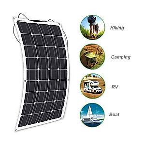 Flexible Solar Panel 100W 12V, Lightweight Bendable Mono Solar Panels Charger Off-Grid, Innovative New Strong Encapsulant for Hiking, Marine Yacht, RV, Boats, Cabin, Tent, Car, Trailer, Curve Surfaces