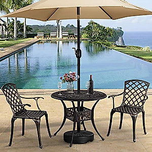 Yaheetech Aluminum Arm Dining Chairs Set of 4, Outdoor Patio Bistro Dining Set with Hollow Design of Back, Metal Chairs for Garden Yard Deck, Bronze