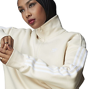 adidas Originals Women's Adicolor Classics Half-Zip Sweatshirt (Medium, Wonder White)