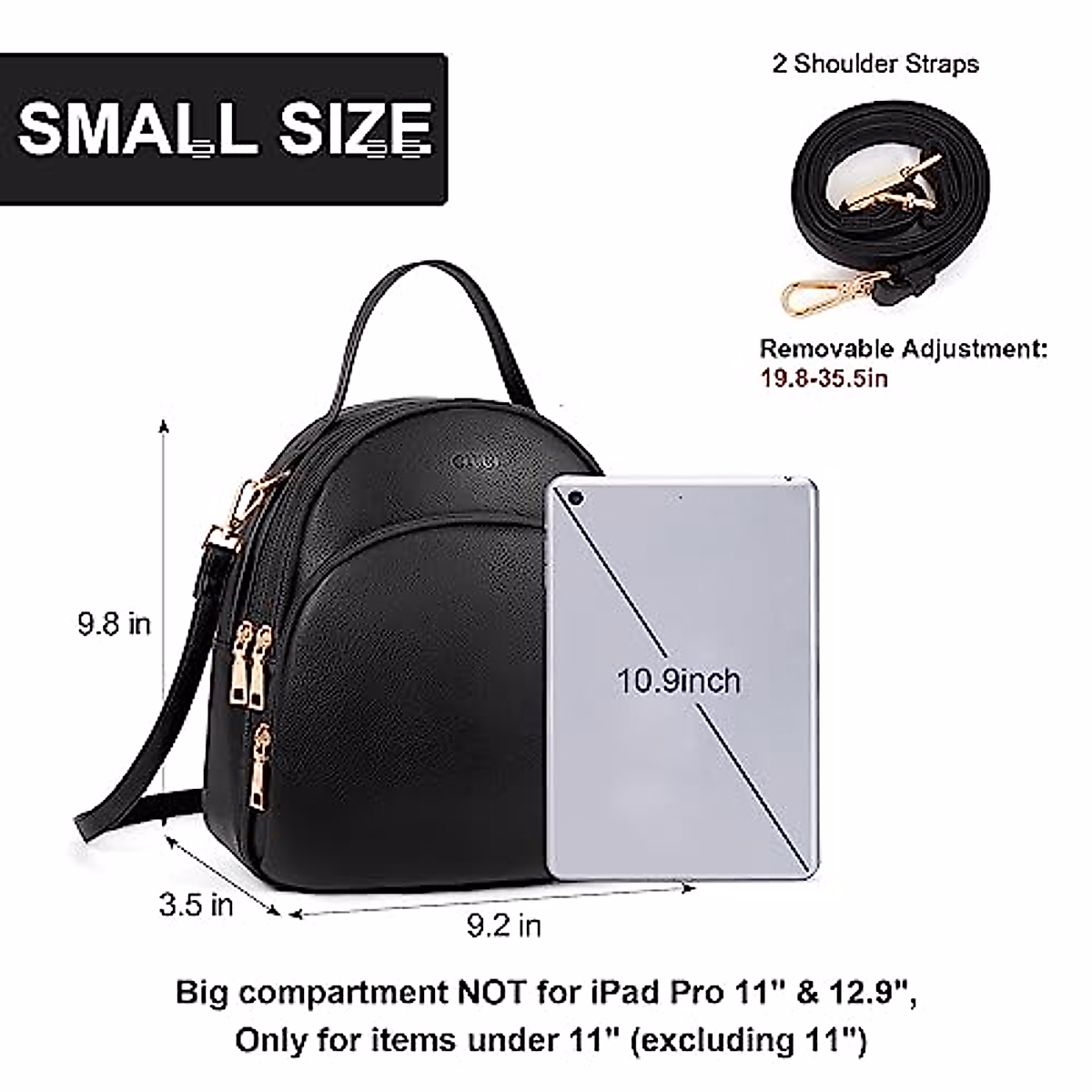 CLUCI Small Backpack for Women Leather Women's Black Backpack Purse Handbags Mini Fashion Lady Travel Backpack Convertible Bookbag