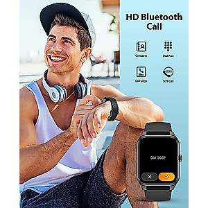 EGQINR Smart Watch, 1.78" AMOLED 368 * 448 HD Screen, 69 Sports Modes Fitness Tracker with Heart Rate, Blood Oxygen, Sleep, IP68 Waterproof Smartwatch with Bluetooth Call for Android iOS