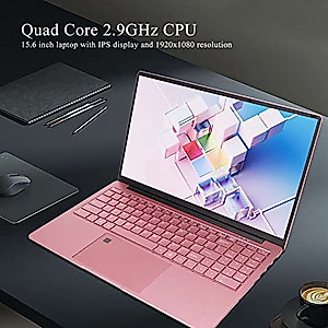 ciciglow Pink 1920x1080 Laptop, Quad Core 2.9GHz HD Gaming Laptop, Fast Bootup and Data Transfer, Long Battery Life, 6000mAh Battery(16+512G)