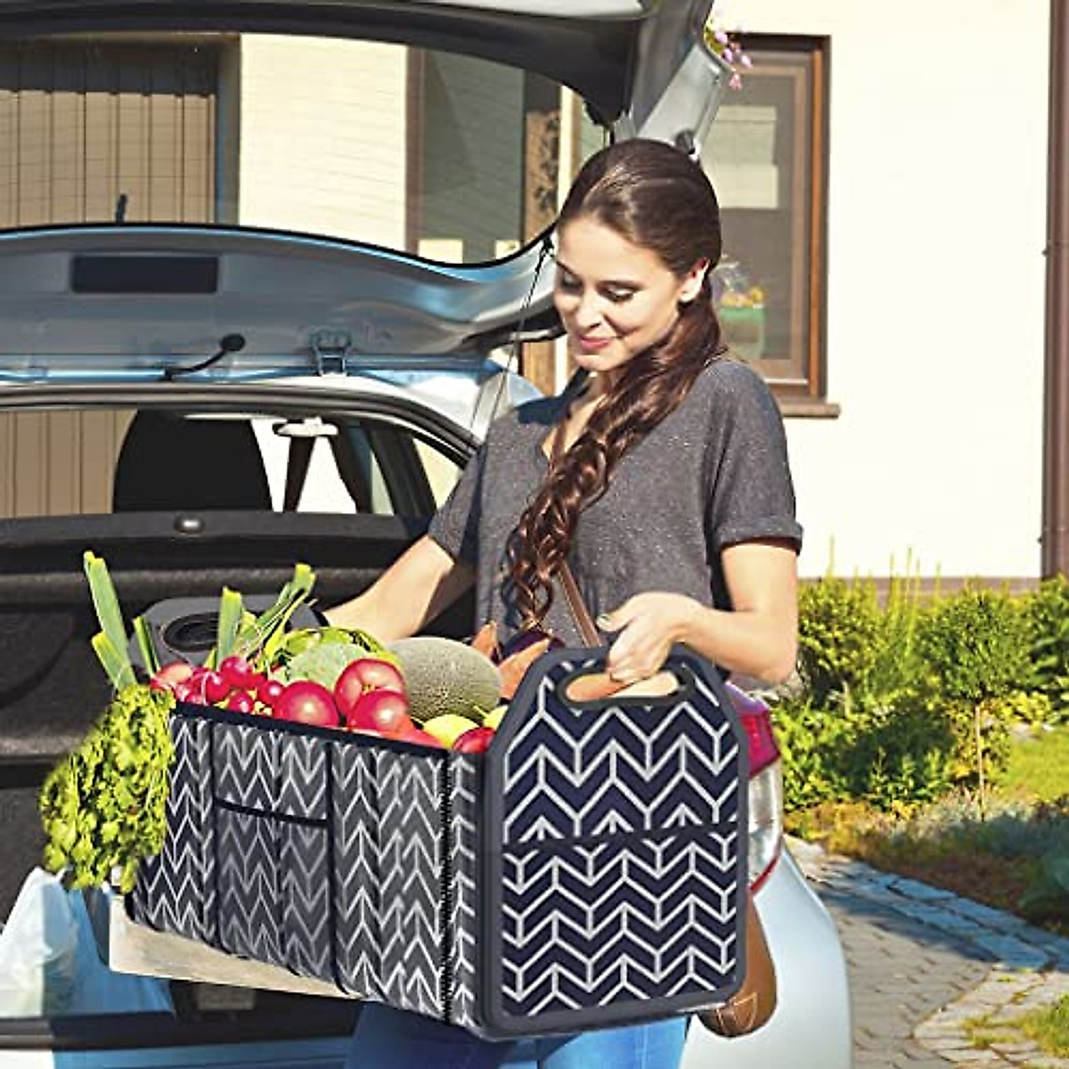 HXR Car Boot Bags 2 Pcs Car Storage Box Auto Supplies Car Trunk Storage Box Foldable Organizer Car Boot Bags (Color : Black)
