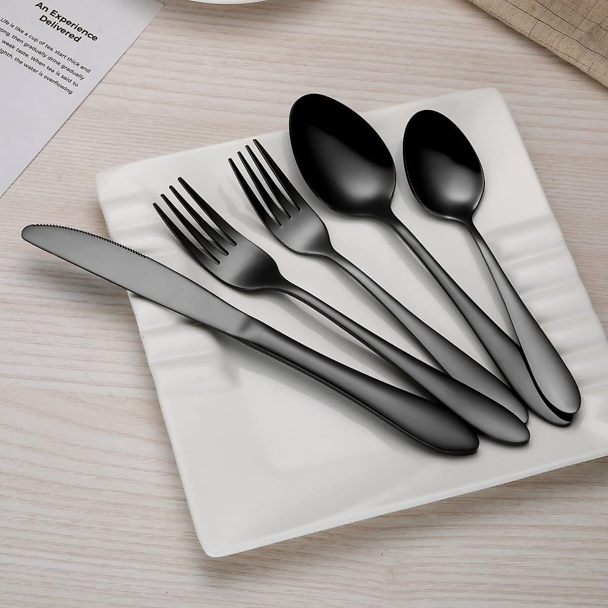 40-Pieces Black Silverware Set - Stainless Steel Flatware Cutlery Set - Mirror Polished Tableware Untensils with Dinner Knife/Forks/Spoons for 8