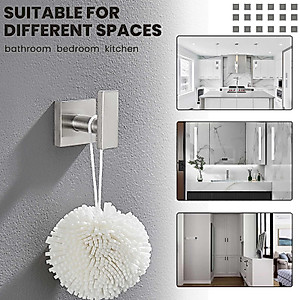 Suyar Bathroom Towel Hook Brushed Nickel, 304 Stainless Steel Bath Robe Clothes Holder, Hand Dish Towel Hanger for Kitchen Cabinet, Wall Mounted