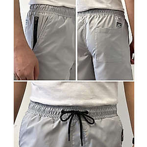 Southpole Men's Quick-Dry Water Resistant Nylon Shorts Inseam 7", Grey, Small