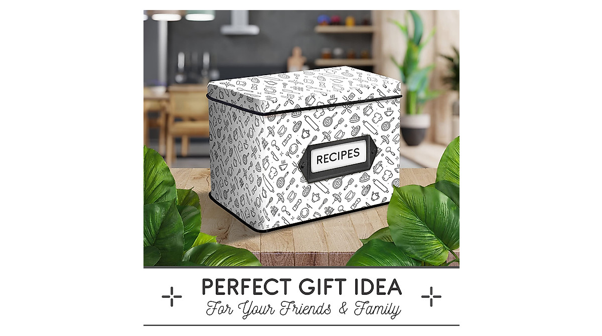 Stylish Kitchen Recipe Box with Cards & Dividers - Perfect Gift