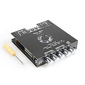 TDA7498E Bluetooth Power Amplifier Board with Subwoofer 2.1 Channel 160W×2+220W, 15V-36V Audio Power Amplifier Module with Treble and Bass Control,Black