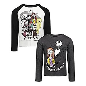 Disney Nightmare Before Christmas Sally Oogie Boogie Toddler Girls 2 Pack Long Sleeve T-Shirts Black/Grey 4T