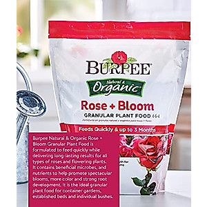 Burpee Organic Bloom Granular All-Natural Food for Roses and Flower Plants | Ideal for Container Gardens, Beds or Bushes, 4 lb, 4lb. Bag