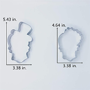 LILIAO Halloween Skull Cookie Cutter Set - 2 Piece - Skull with Hat and Flowers Fondant Biscuit Cutters - Stainless Steel