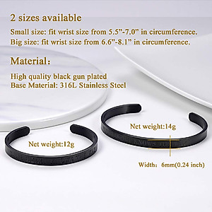 PROSTEEL Never Give Up Black Bracelet Cuff Mens Inspirational Bracelets For Women Stainless Steel Cuff Bracelet Men