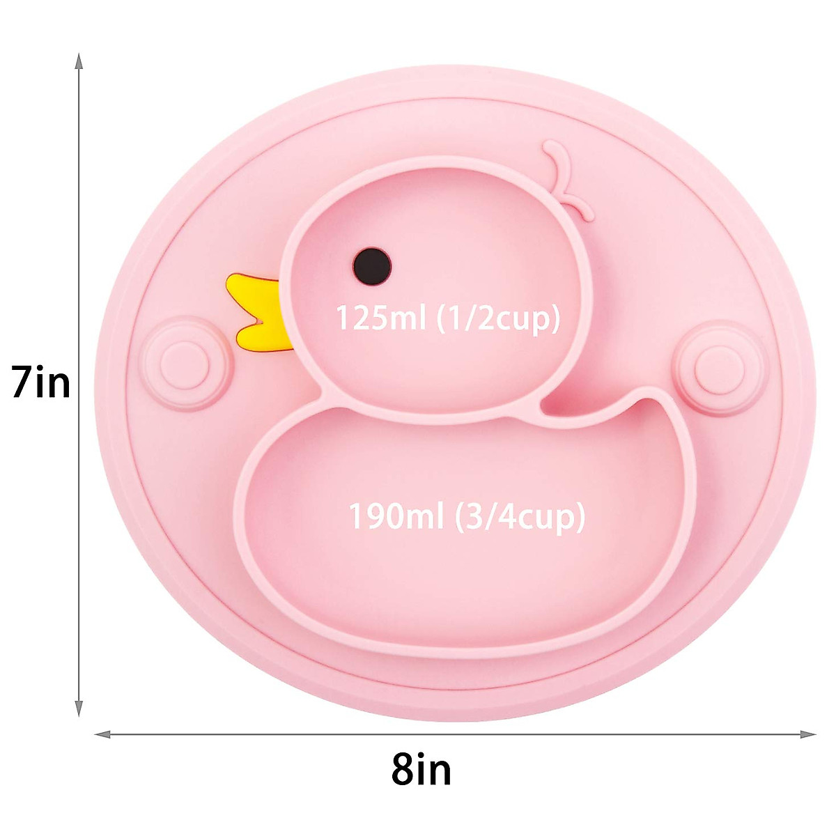 Baby Divided Plate Silicone- Portable Non Slip Child Feeding Plate with Suction Cup for Children Babies and Kids BPA Free Baby Dinner Plate