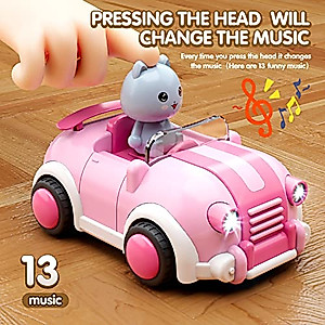 LOVE LIFE Girls Toys Age 3+,Remote Control Cars for Kids,with 3 Cartoon Dolls, RC Car with Music and Lights,Gifts for 3+ Year Olds Boys Girls