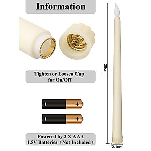 36 Pieces Flameless Taper Candles 11 Inch Flickering Candle Lights Faux LED Candles Battery Operated Candles Electric Fake Candles for Christmas Halloween Birthday Wedding Party Supplies (Ivory)