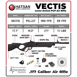 Hatsan Vectis Air Rifle with Pack of Pellets and 100x Paper Targets Bundle (Black Syn Stock) (.177 Cal + Ammo)Q