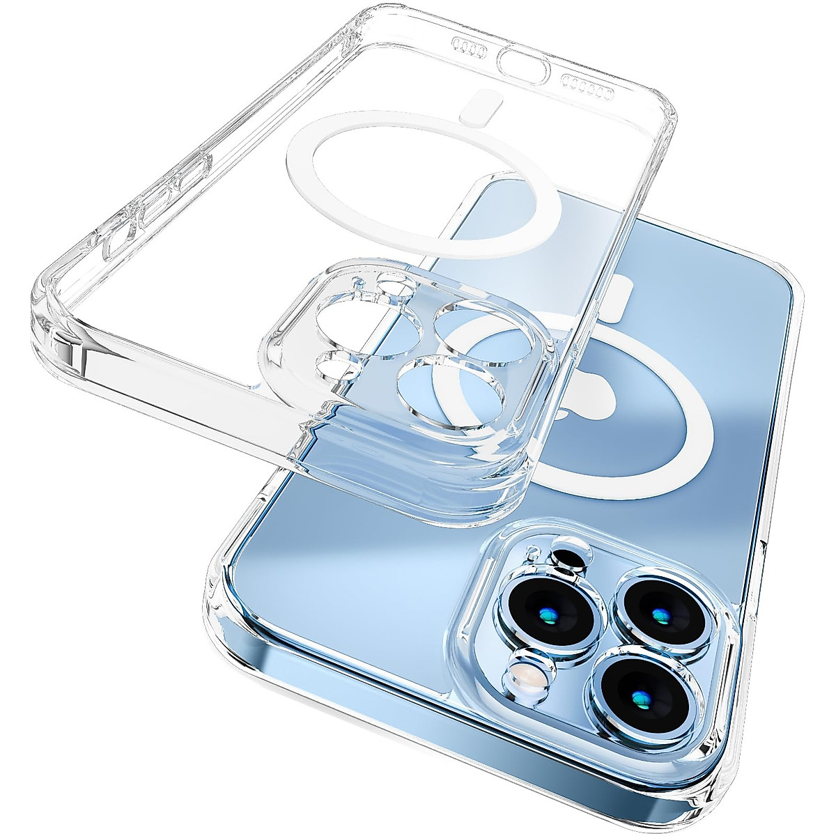 Dysnomia Magnetic Case for iPhone 13 Pro Max Case, Clear Upgraded [Camera Cover] [No.1 Anti Yellowing] [Powerful Magnets], Compatible with MagSafe, Protective Slim Thin Cover, 6.7 inch, Clear