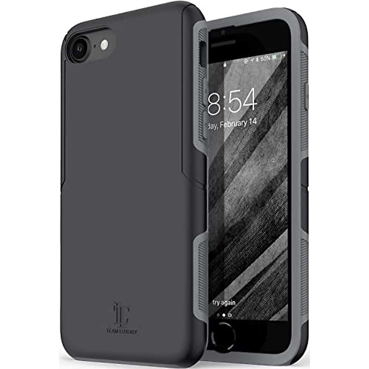 TEAM LUXURY iPhone SE Case 2022/2020, iPhone 8/7 Case, [Ultra Impact Resist] Shockproof Rugged Protective Case for Apple iPhone SE/8/7 Phone Case Cover 4.7", (Black/Gray)