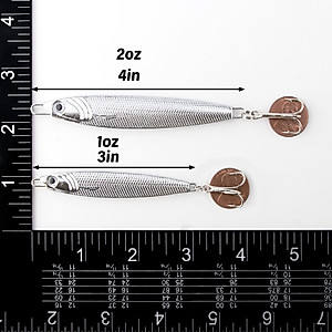 Dr.Fish Fishing Jigs Jigging Spoon Saltwater Fishing Lure Casting Metal Spoon Surf Fishing Mackerel Striper Lures Stinger Bluefish Vertical Diamond Jig Silver 1oz