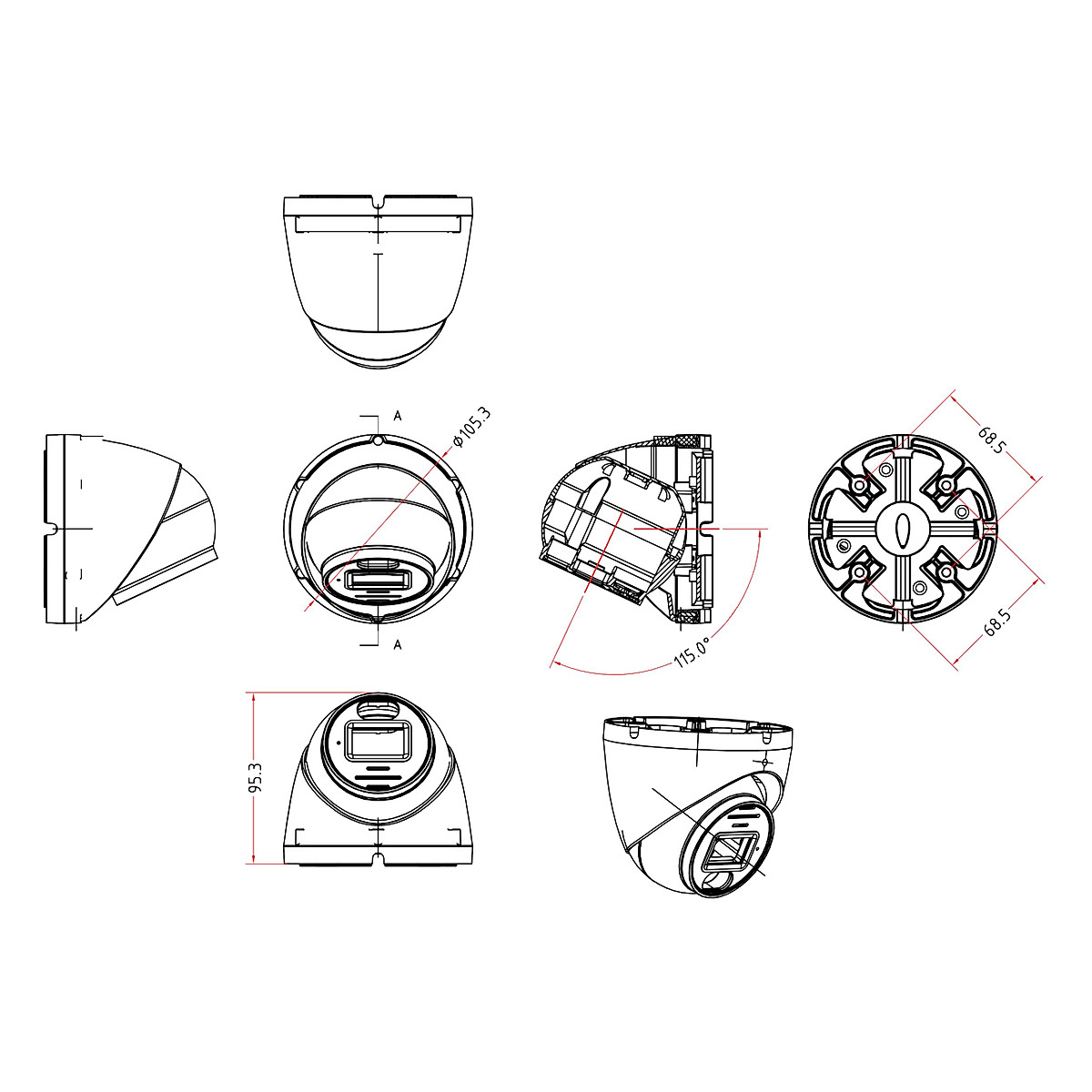 Sinis 8MP Security Analog Dome Camera,TVI/AHD/CVI/960H, 100ft IR/Colorfull Night Vision, IP67 Outdoor Waterrproof, 2.8mm Fixed Lens, White Turret Camera, Default 8MP TVI Output