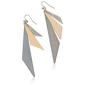 GUESS "Basic" Mixed Metal Linear Triangles Drop Earrings