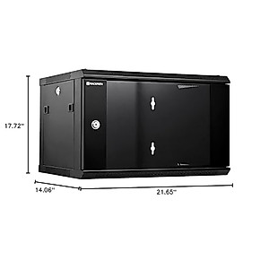 RackPath 6U Performance Wall Mount Server Cabinet Network Rack Enclosure, Quiet Cooling Fan, Locking Glass Door, Black