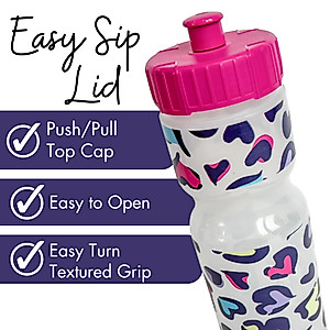 50 Strong 22oz Kids Sports Squeeze Water Bottle for Girls – BPA-Free with Pull Top Cap – Durable & Reusable for School, Sports & Everyday Use – Made in USA