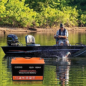 CHINS Bluetooth LiFePO4 Battery Smart 48V 120AH Lithium Battery Perfect for Golf Cart, Trolling Motor, Marine, Built-in 200A BMS, Includes Battery Monitor