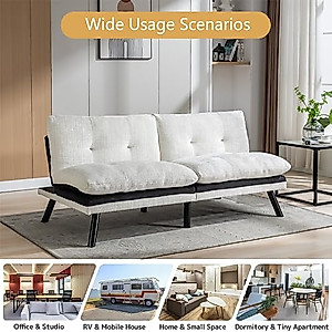 71'' Loveseat Sofa Couch for Living Room, Modern Adjustable Sofa W/Metal Leg, Breathable Upholstered Adjustable Lounge Couch 2-Seater Love Seats Couch for Bedroom, Apartment, Home Office (White)