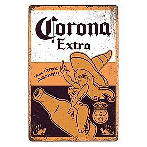 Bayyon Tin Signs Retro Vintage, Corona Extra Beer, Home Bar Man Cave Diner Garage Man Cave Decor, 8"x12"/20x30cm