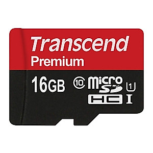 Transcend 16GB MicroSDHC Class10 UHS-1 Memory Card with Adapter 60 MB/s (TS16GUSDU1)