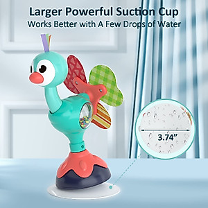 BABYFUNY 2 in 1 Baby Rattles Toys High Chair Toys with Suction Cups - Suction Toys for Baby Table Tray Bath Travel Toys, Shake Grab Spin Turn Baby Toys 6 to 12 Months as Baby Birthday Gift