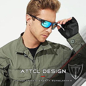 ATTCL Polarized Wrap Sunglasses For Men Cycling Driving Fishing - Sports Glasses Ultralight 5001 Clear+Blue