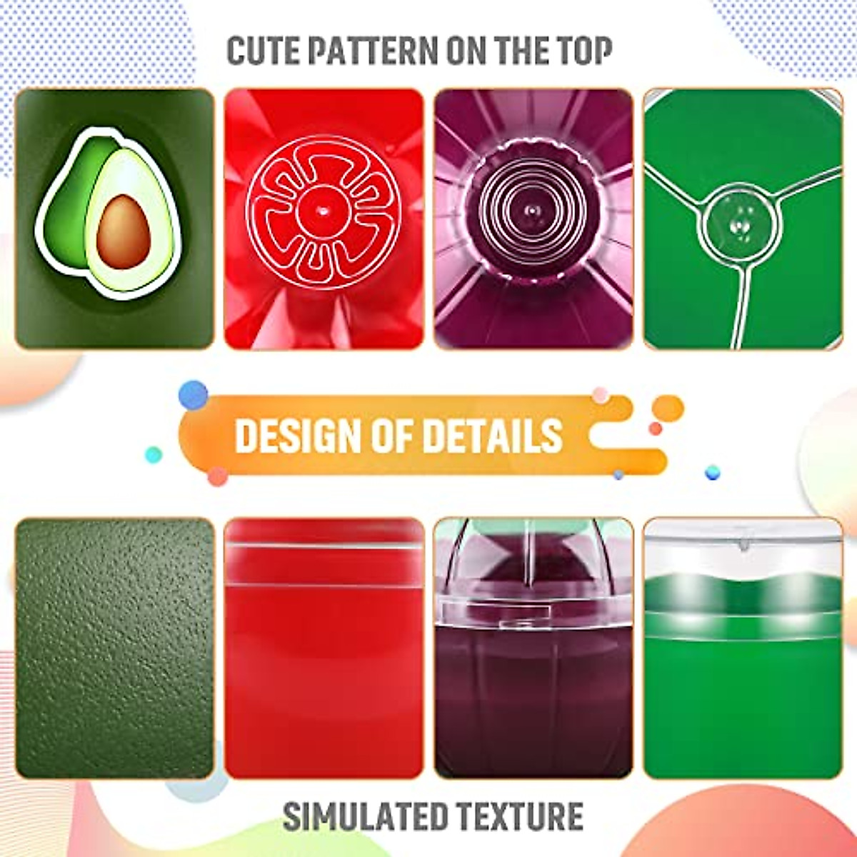 4 Pieces Silicone Fruit and Vegetable Shaped Savers, Storage Containers for Fridge, Avocado Green Pepper Tomato and Onion Keeper/Saver/Holder, Refrigerator Vegetable Crisper