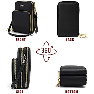 NoChoX Small Crossbody Bags for Women- Shoulder Cell Phone Bag, RFID Women's Wallet, Mini Messenger with Card Slots Adjustable Shoulder Strap, for Cell Phone Under 7 Inch(Black)…