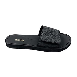Michael Kors MK Signature Logo Print Wade Slide (Black, 11, us_footwear_size_system, adult, women, numeric, medium, numeric_11)
