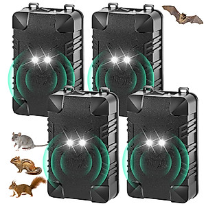 Under Hood Rodent Repeller with LED Flashlights,Battery Operated Ultrasonic Mouse and Rat Deterrent,Keeps Rat Squirrel Out of Car Engines,Warehouse,Humane Rodent Defense,12V Vehicle Protection, Black