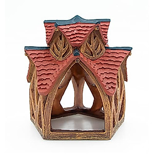 AQUA KT Aquarium Landscape Rustic Cottage Tree House Colorful Castle Rock for Cichlid Betta Goldfish Fish Hideout Tank Decoration