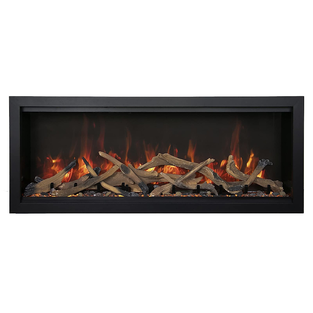 Amantii SYM-50-XT-BESPOKE Symmetry Extra Tall Bespoke 50-inch Indoor/Outdoor Electric Fireplace with Remote, Trim, Drift Log Media, and WiFi/Bluetooth Speaker