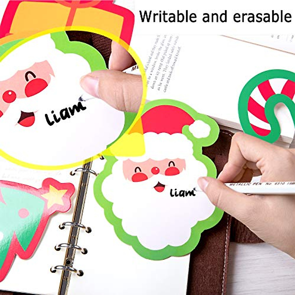 Whaline Christmas Mini Colorful Cut-Outs 44Pcs Assorted Holiday Cut-Outs Santa Xmas Tree Snowflake Classroom Winter Decoration for Bulletin Border Office Party Favor Supplies, 11 Designs
