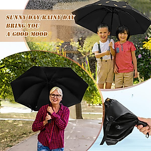 BUKPUD Compact Windproof Umbrellas - Folding Sun & Rain Umbrella - Durable and Lightweight Umbrella for Men Women Kids Adults - Portable Backpack Travel Umbrella (Black)