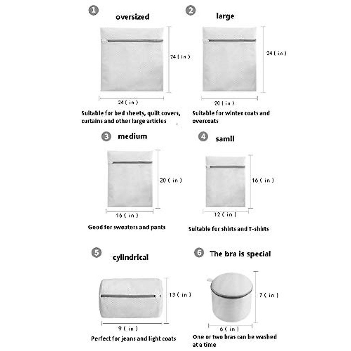 (6packs) Delicate Honeycomb Mesh Laundry Bag, Protective Clothes, Suitable For Bed Sheets, Quilt Covers, Coats, Windbreaker, Sweaters, T-shirts, Jeans And Other Items