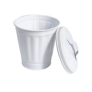 AITING Mini Trash can & Iron Garbage can Pencil Cup Holder 2pcs (White)