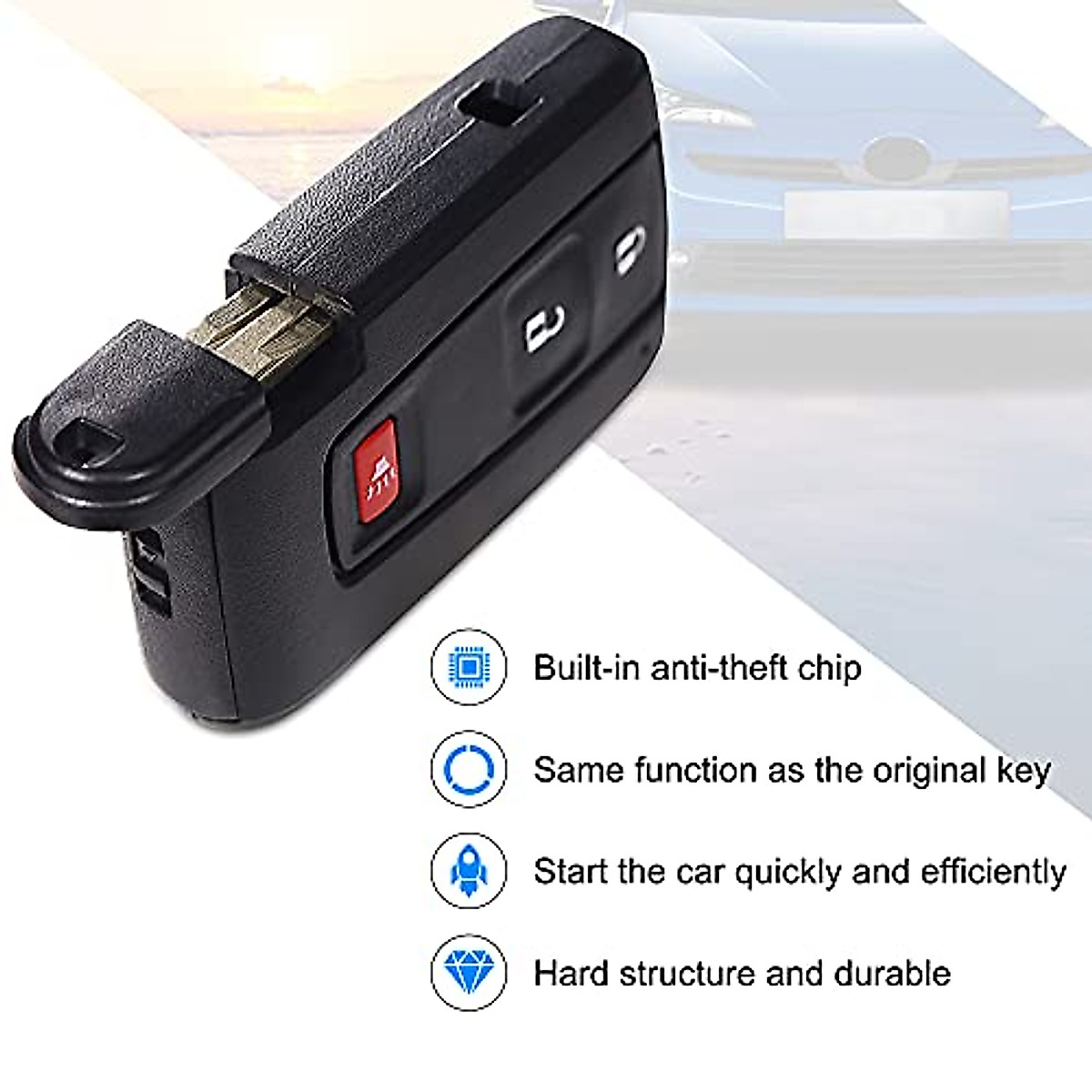 VOFONO Compatible with 2+1 Buttons Toyota Prius 2004-2009 Keyless Entry Remote Key Fob FCC ID: MOZB31EG P/N: 2584A-B31EG, 89994-47061 (Only for Original Key Silver Logo Version Not Black)