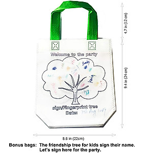 Sand Flower Eco Reusable Coloring Carnival Animal Art Party Goodie Bags with Guestbook Bags (12 PCS)